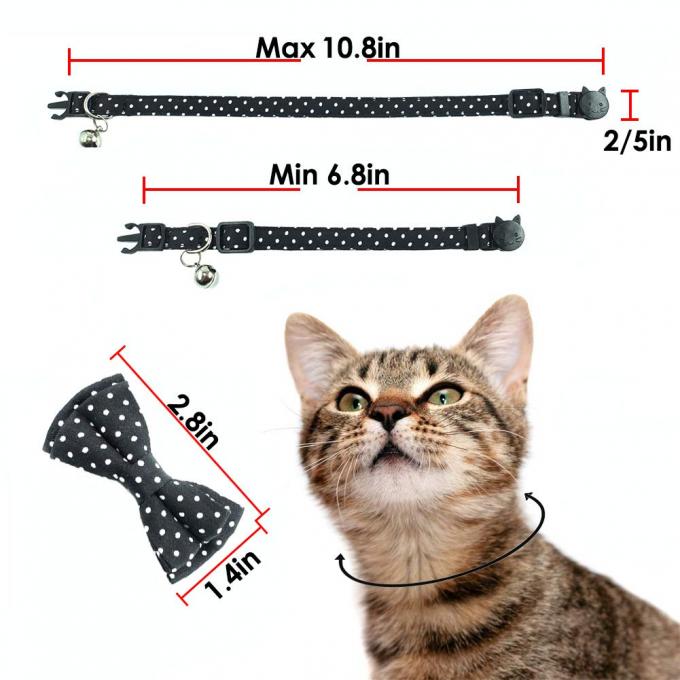 Safety Breakaway Buckle Cat Harness Collar Breakaway With Bell / Bow Tie